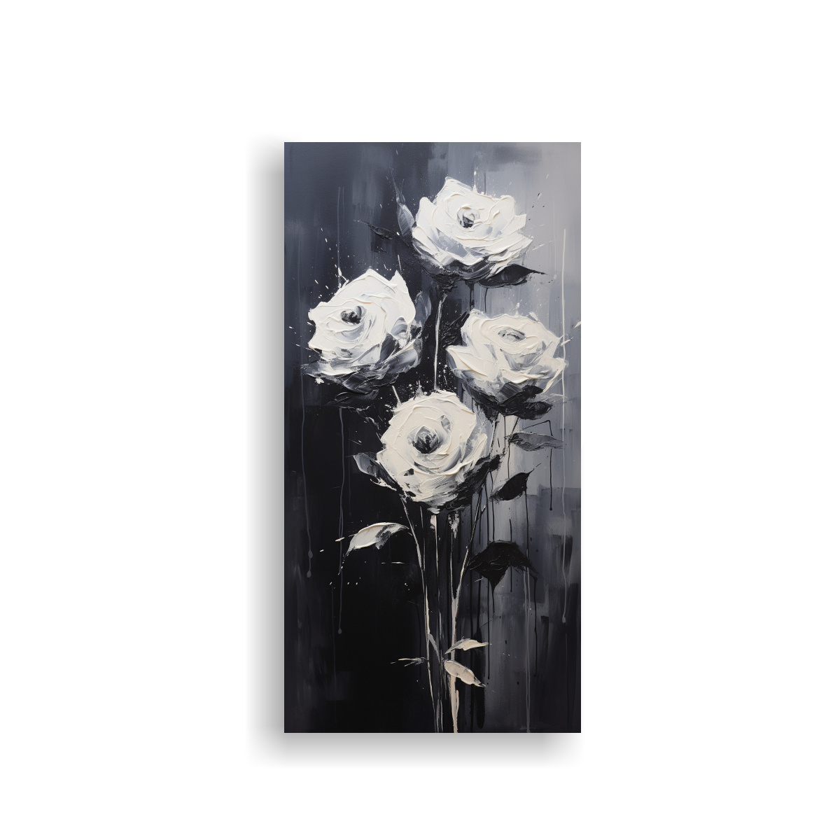 Lienzo De Tela Con Motivo De Rosas Negras Estilo Pintura Decorativa - Decocuadros