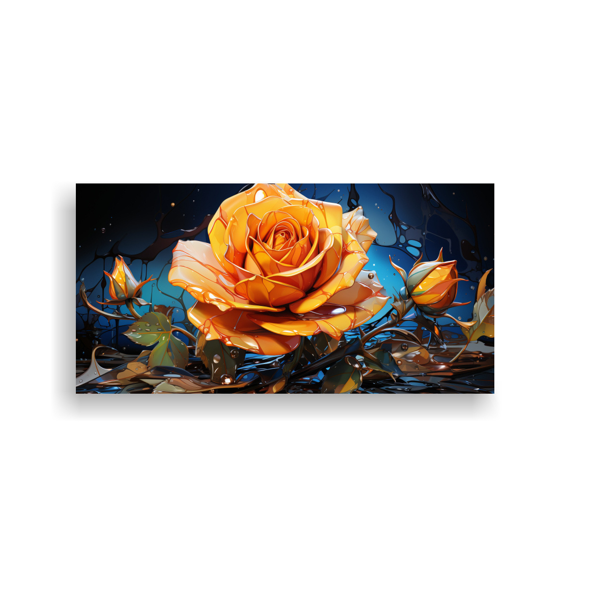 Cuadro Decorativo Minimalista Rosa Amarilla Brillante - Decocuadros