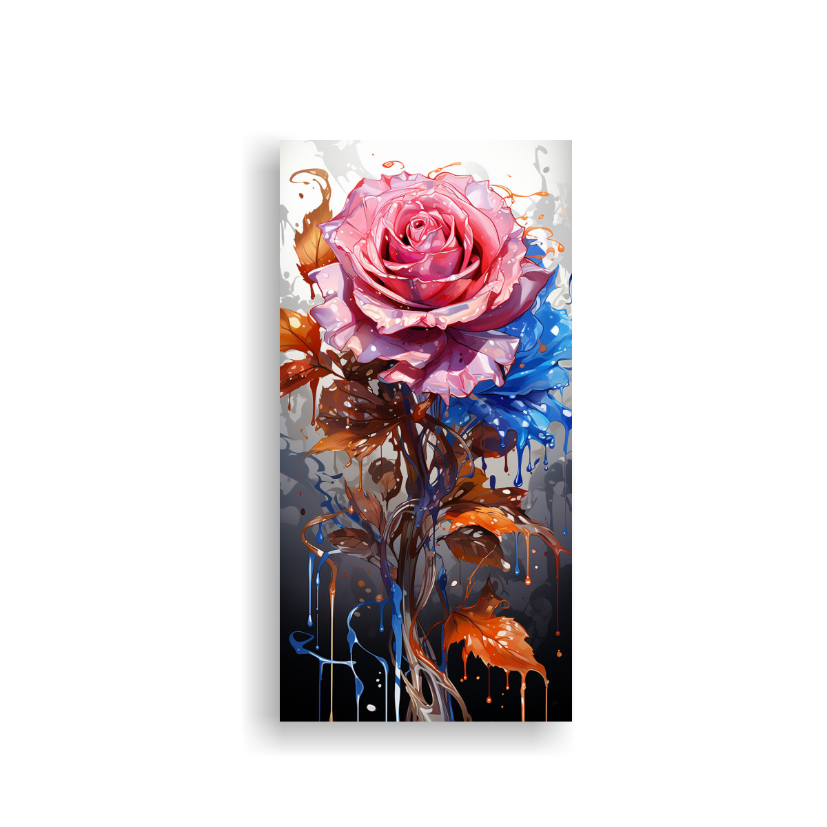 Lienzo Decorativo Con Rosa Coloreada Y Goteos En Los Pétalos - DecoCuadros