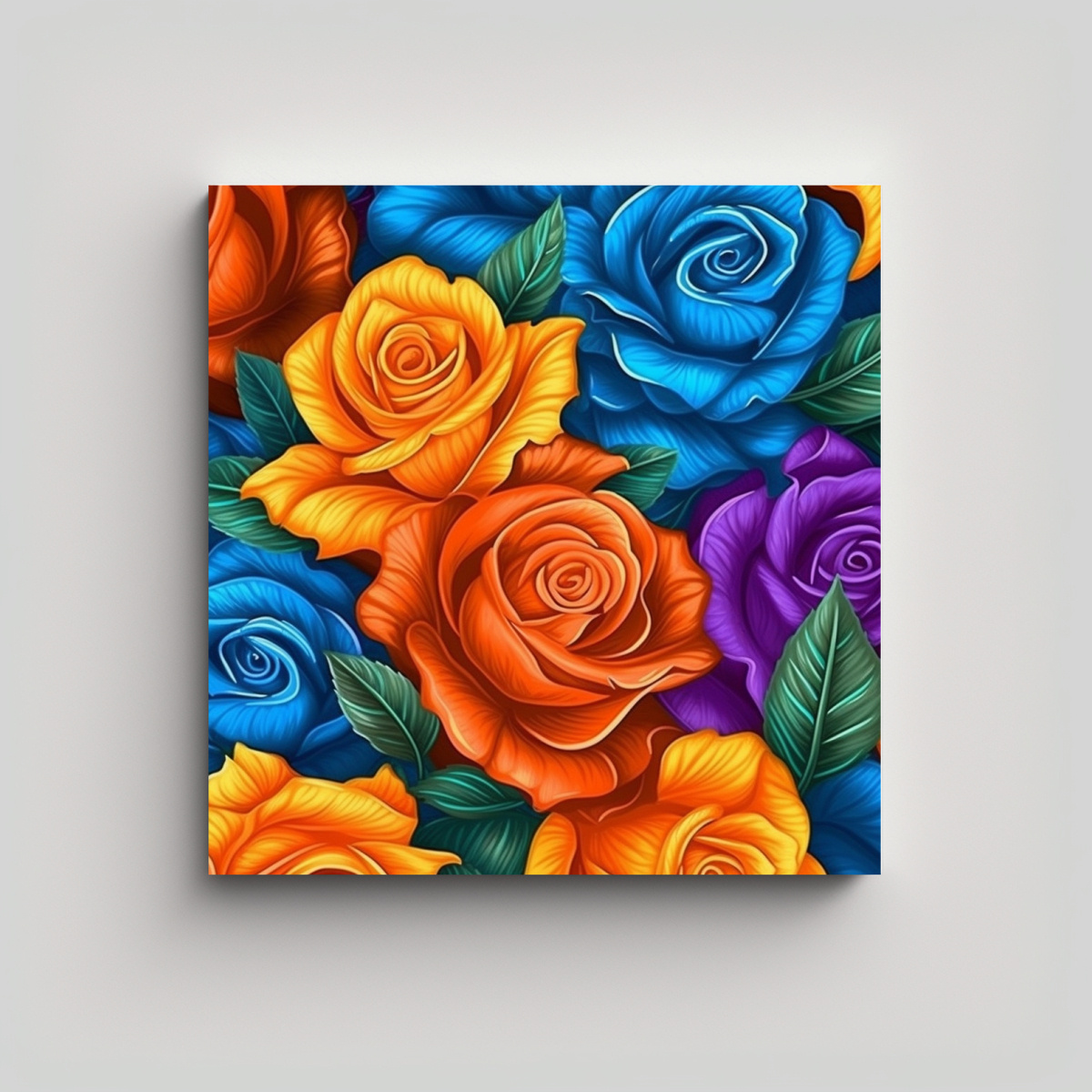 Lienzo Sublimado De Rosas Vividas En Patrón Continuo - Estética Decorativa - Decocuadros