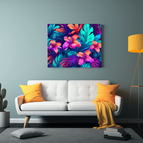 Lienzo Tropical Con Estampado De Flores Resistente Canva Expresion En