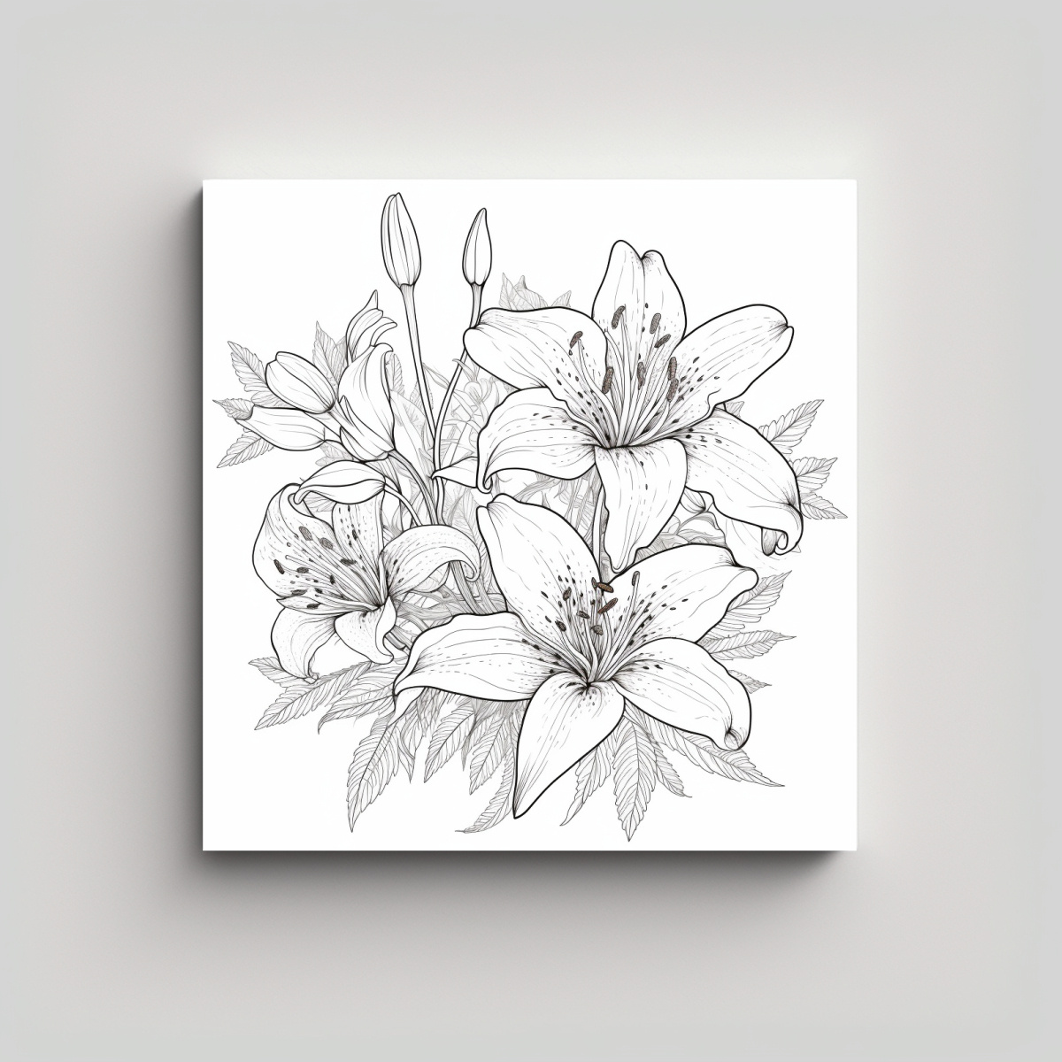 Cuadro Decorativo Lily Flores Lineart - DecoCuadros