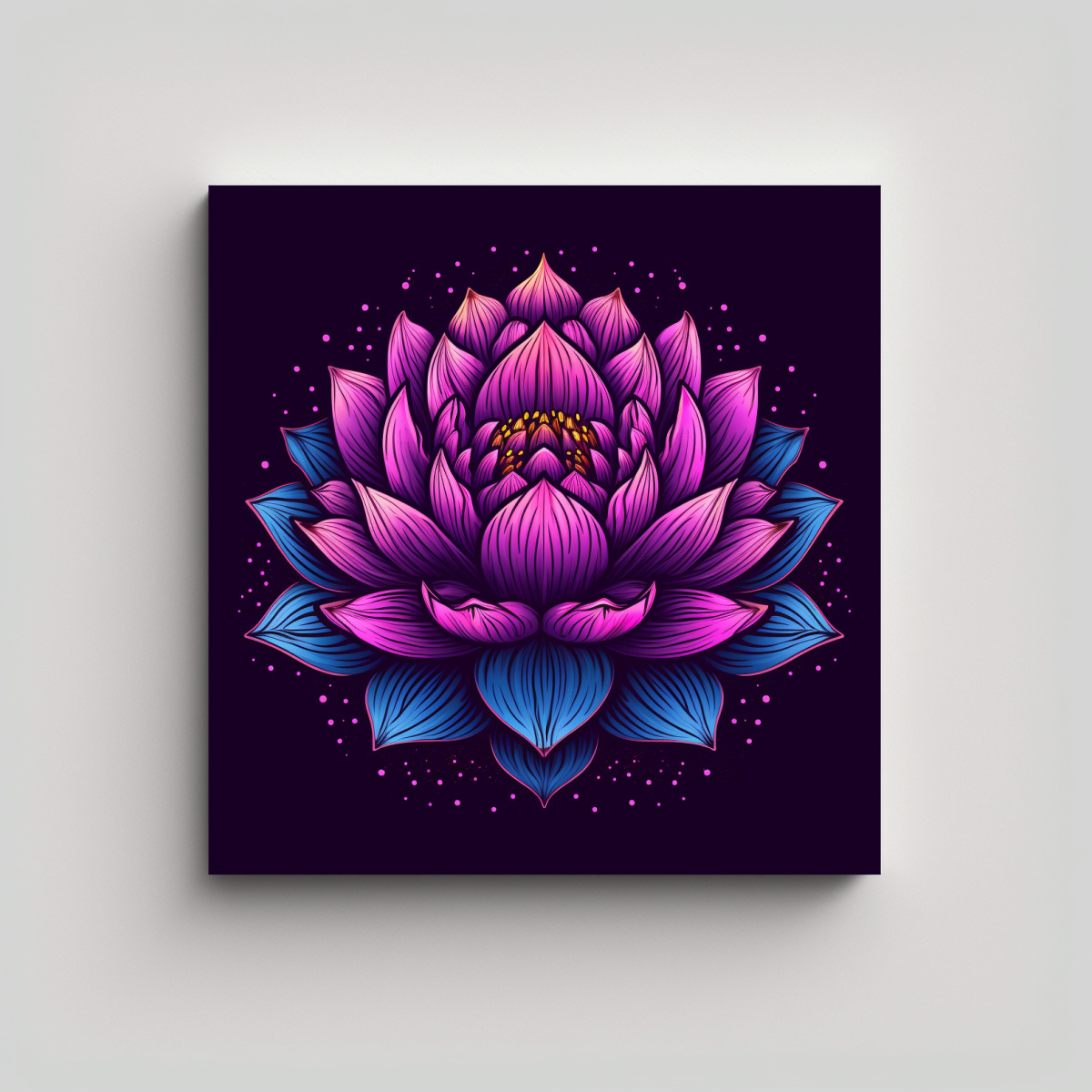 Mural De Pared Arte De Loto Detallado En Lienzo Morado Oscuro - Decocuadros