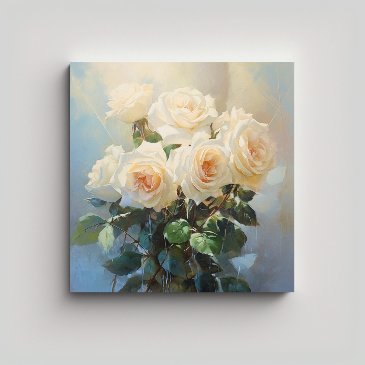 Originalidad En Bastidor: Retrato De Ramo De Rosas Blancas Intenso - Decocuadros