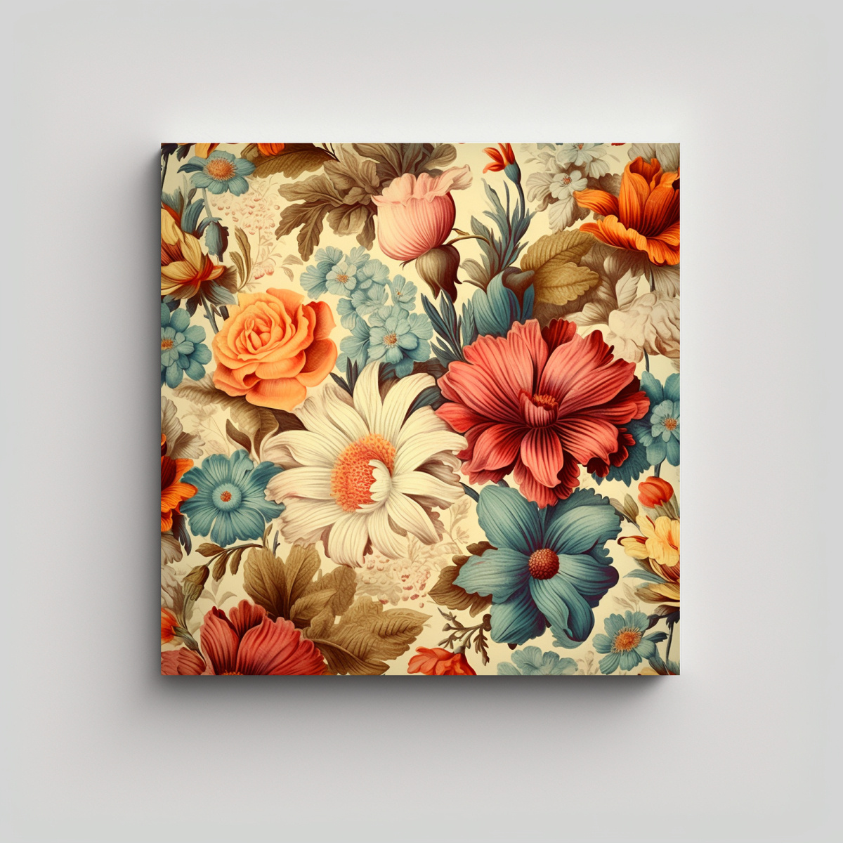 Cuadro Decorativo Vintage Floral Con Colores Intensos - DecoCuadros