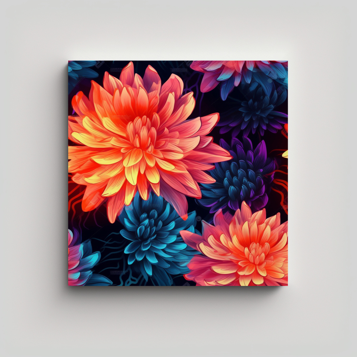 Cuadro Decorativo Patrón Continuo De Dahlia Pinnata Y Naturaleza Viva ...
