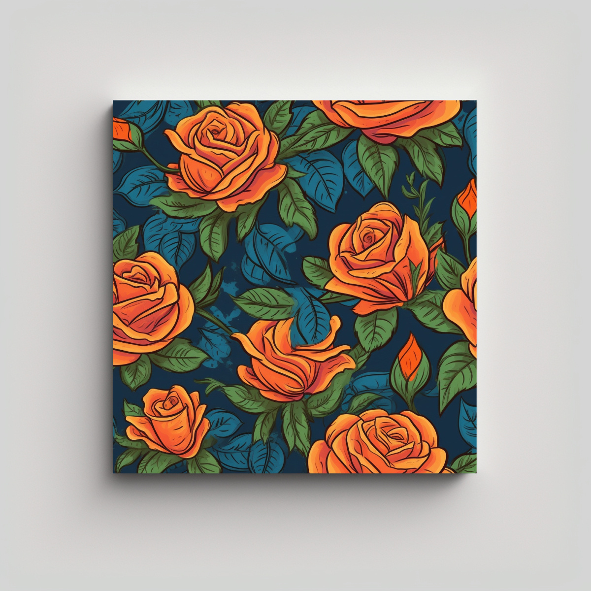 Patrón De Rosas En Lienzo De Colores - Cuadros Decorativos De Diseños Exclusivos | DecoCuadros