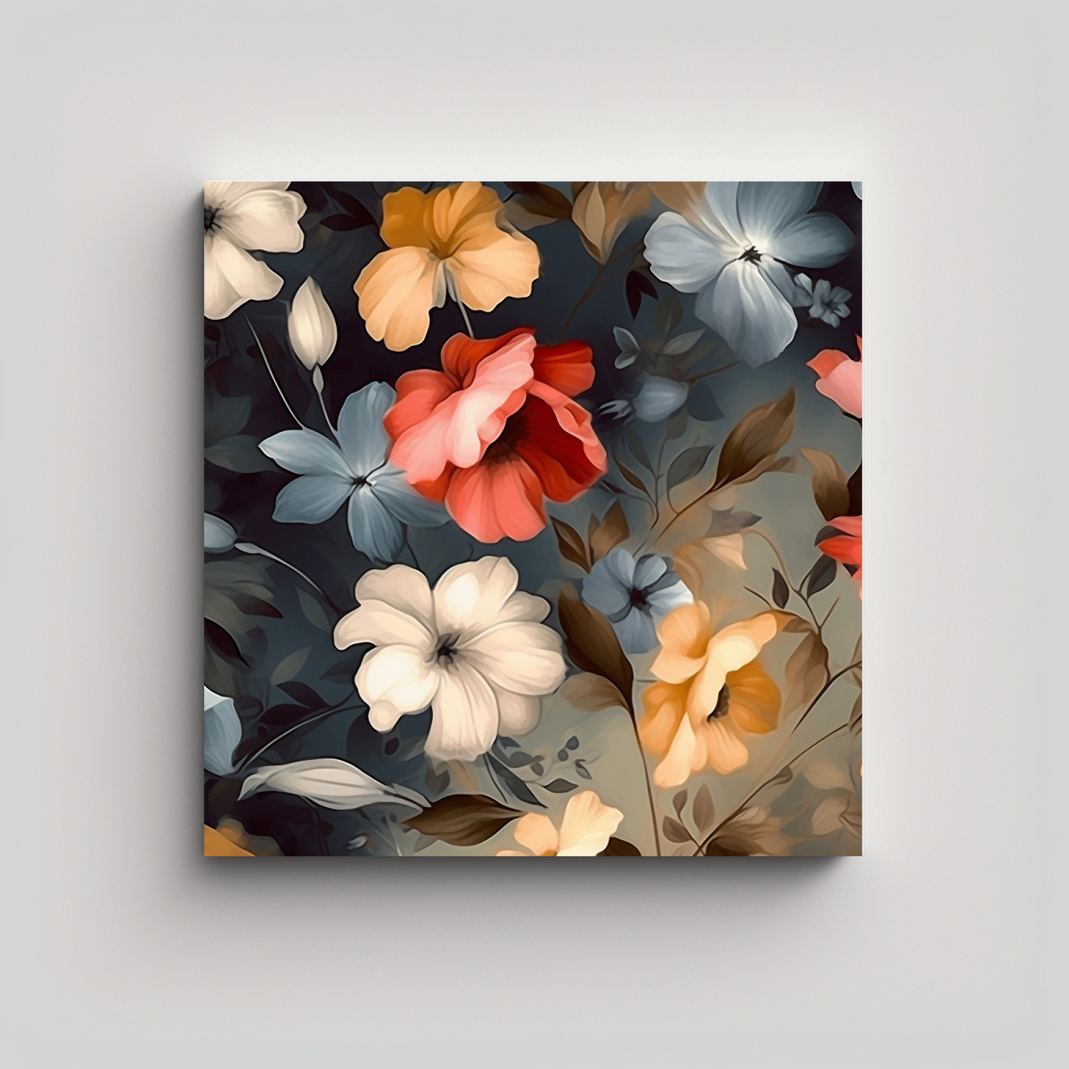 Cuadro Decorativo - Patrón Floral Frecuente En Gris - Decocuadros