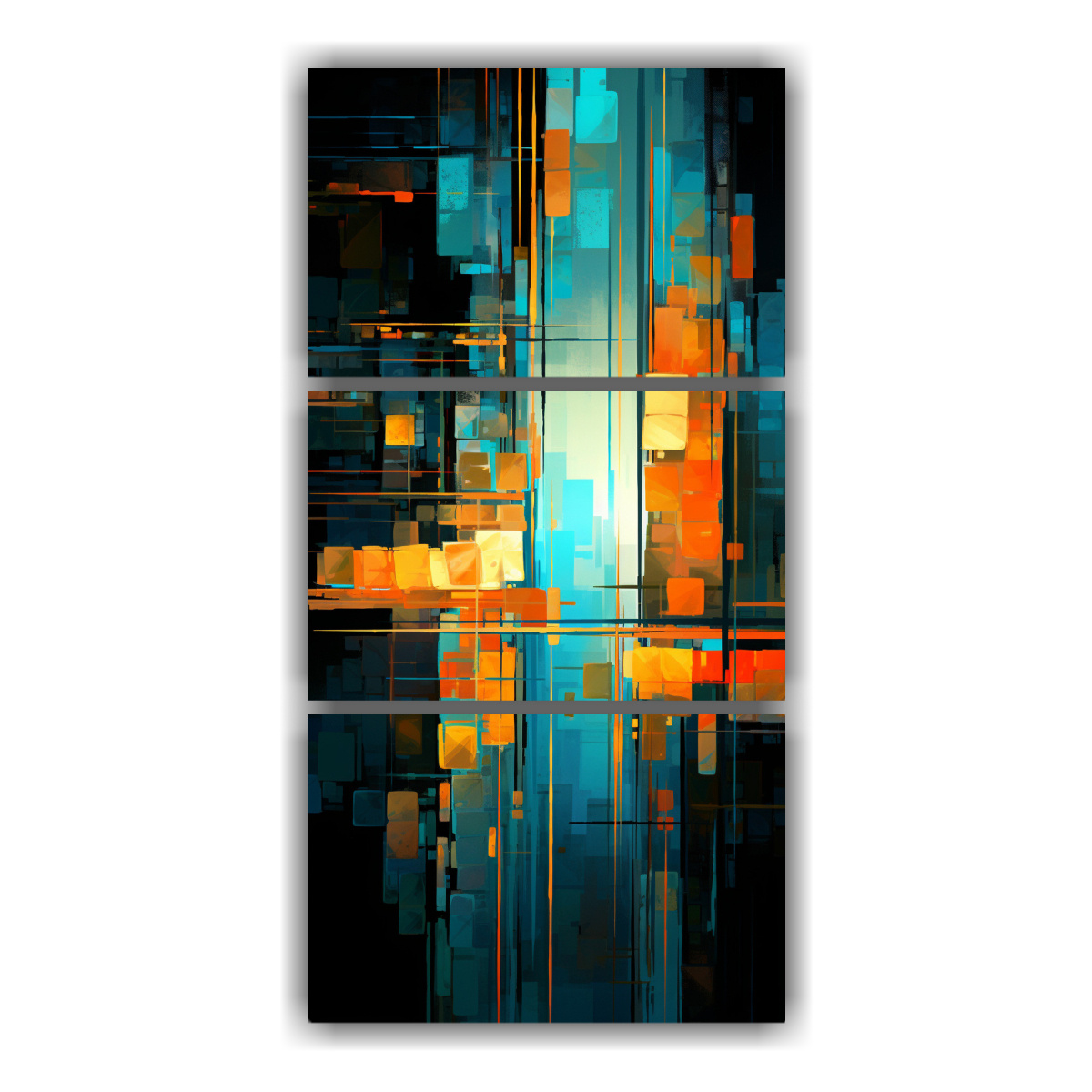 Cuadro Abstracto Azul Y Naranja En Lienzo Estilo Conceptual - Decocuadros