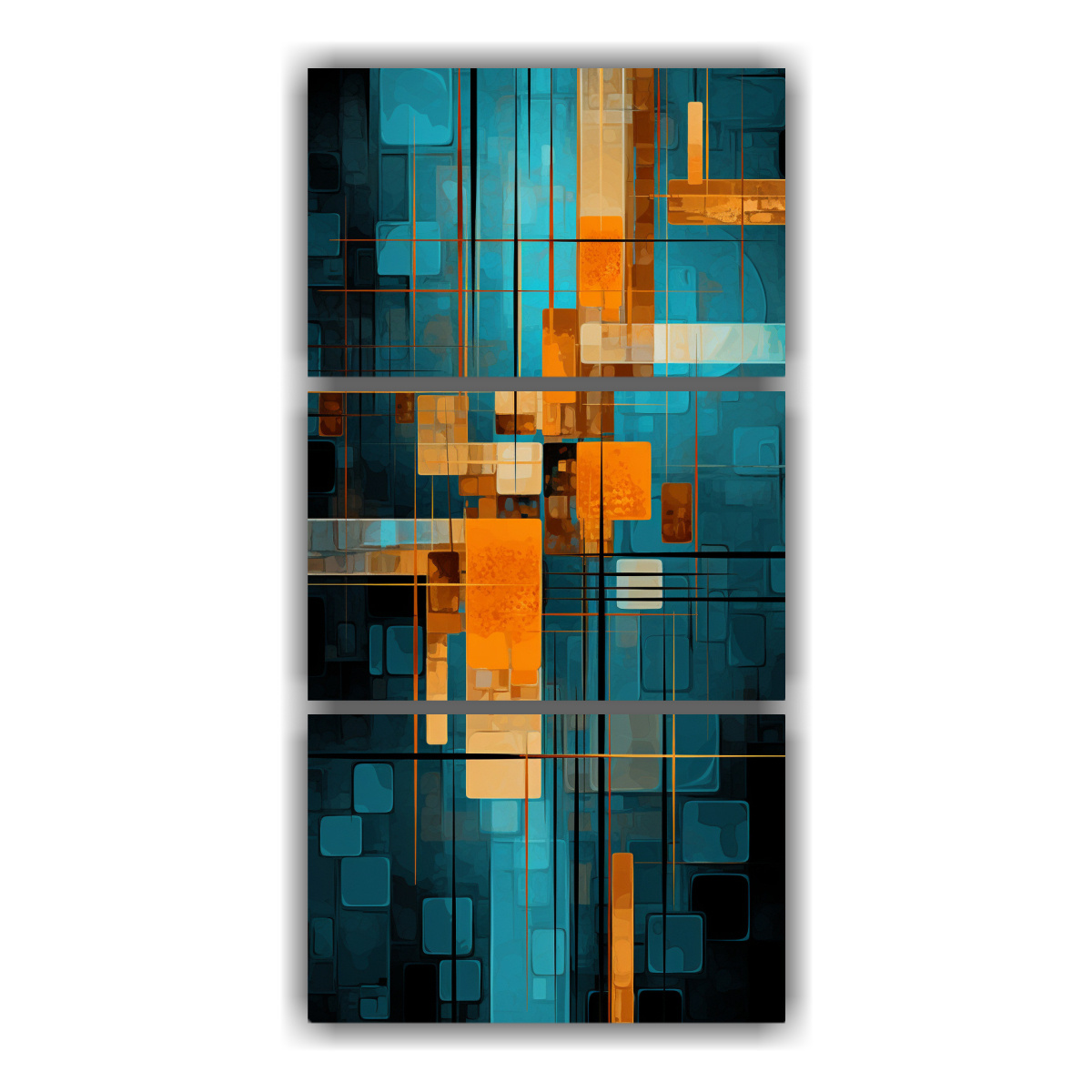 Pintura Abstracta Azul Y Naranja Estilo Pop Art Sobre Lienzo - Decocuadros