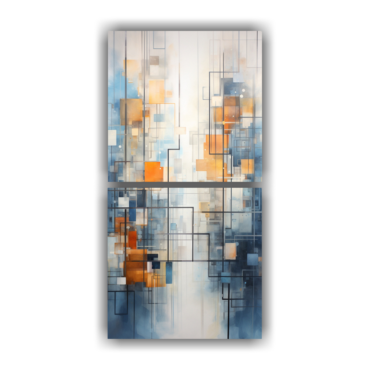 Cuadro Abstracto De Escena Urbana En Dos Lienzos De Tela - Decocuadros
