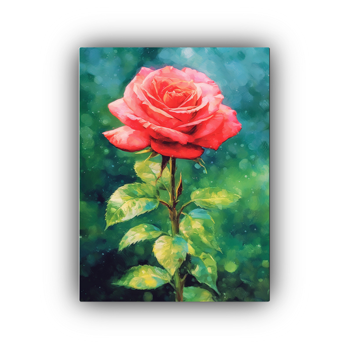 Cuadro Decorativo De Rosa Roja En Acuarela - Linda - Decocuadros