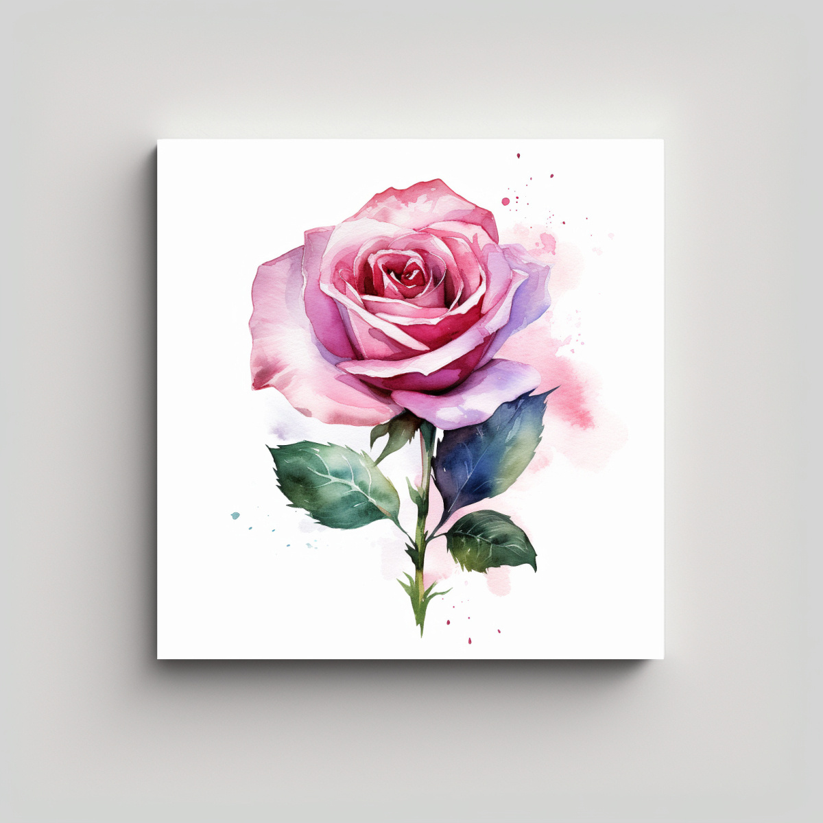 Cuadro Decorativo Pintura Acuarela Rosa Rosada - Decocuadros