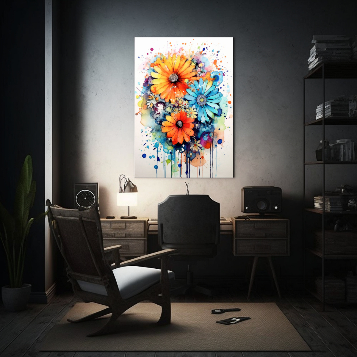 Cuadro Abstracción Flores Acuarela RGB Brillante | DecoCuadros