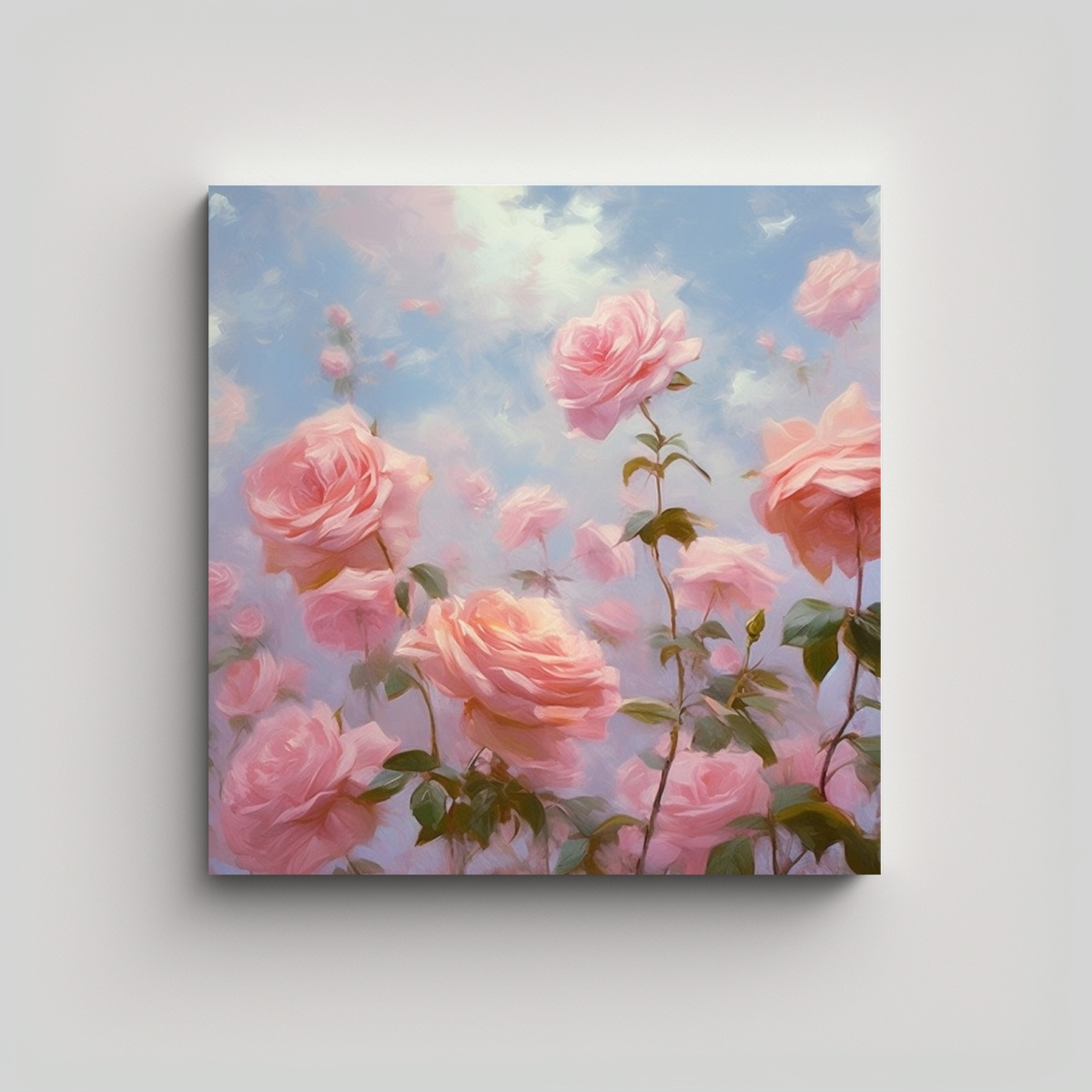 Pintura De Aceite Rosa Sublimada Arte Tela Equilibrio Cielo Flores - Cuadros Decorativos ...