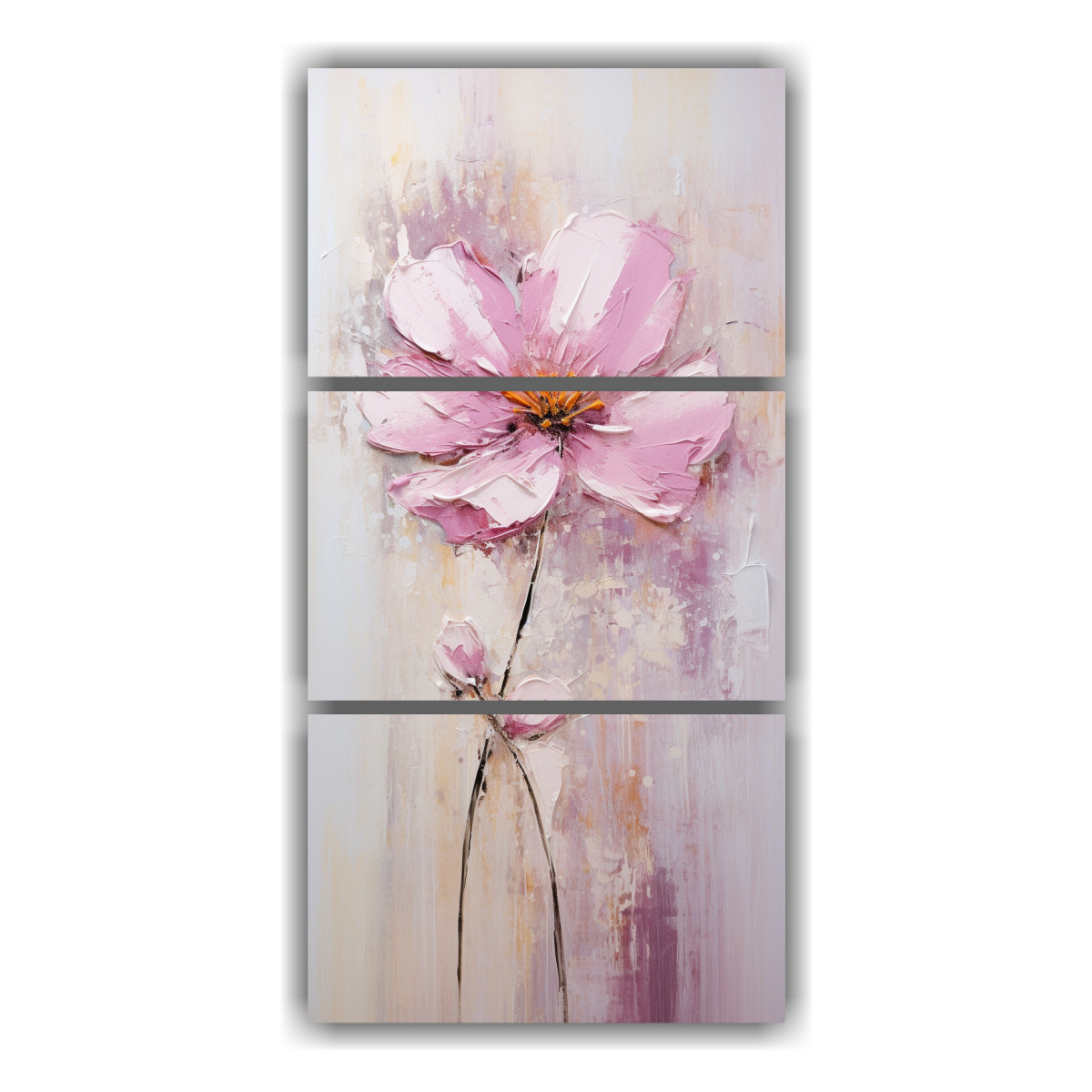 Pintura De Flores Rosas En Lienzo Estilo Decorativo - DecoCuadros