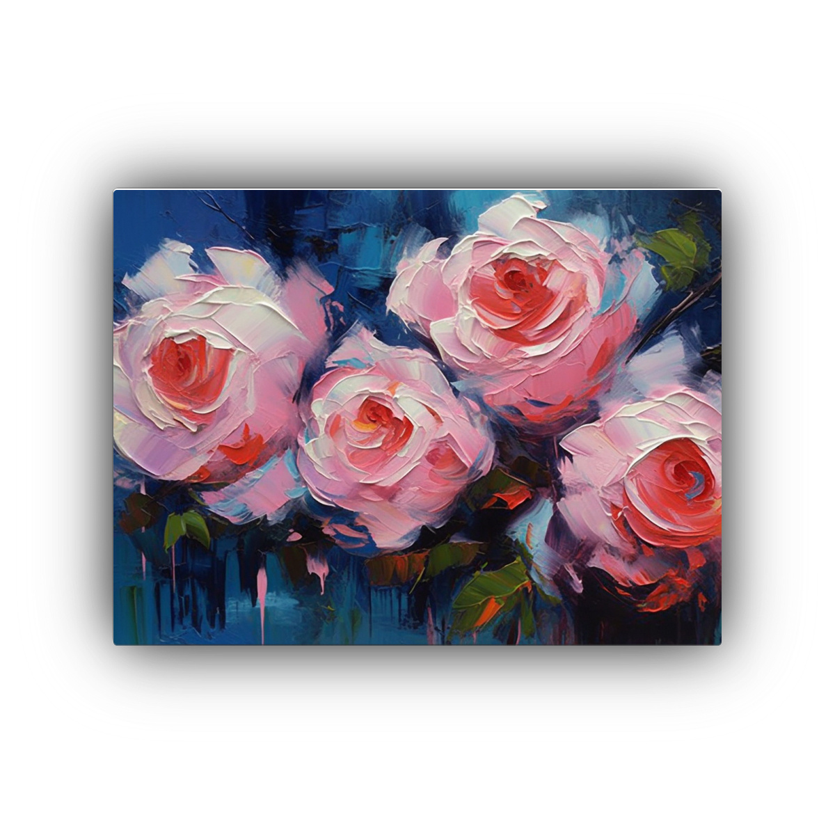 Cuadro Decorativo Flores Rosas En Azul | Arte Impactante | DecoCuadros