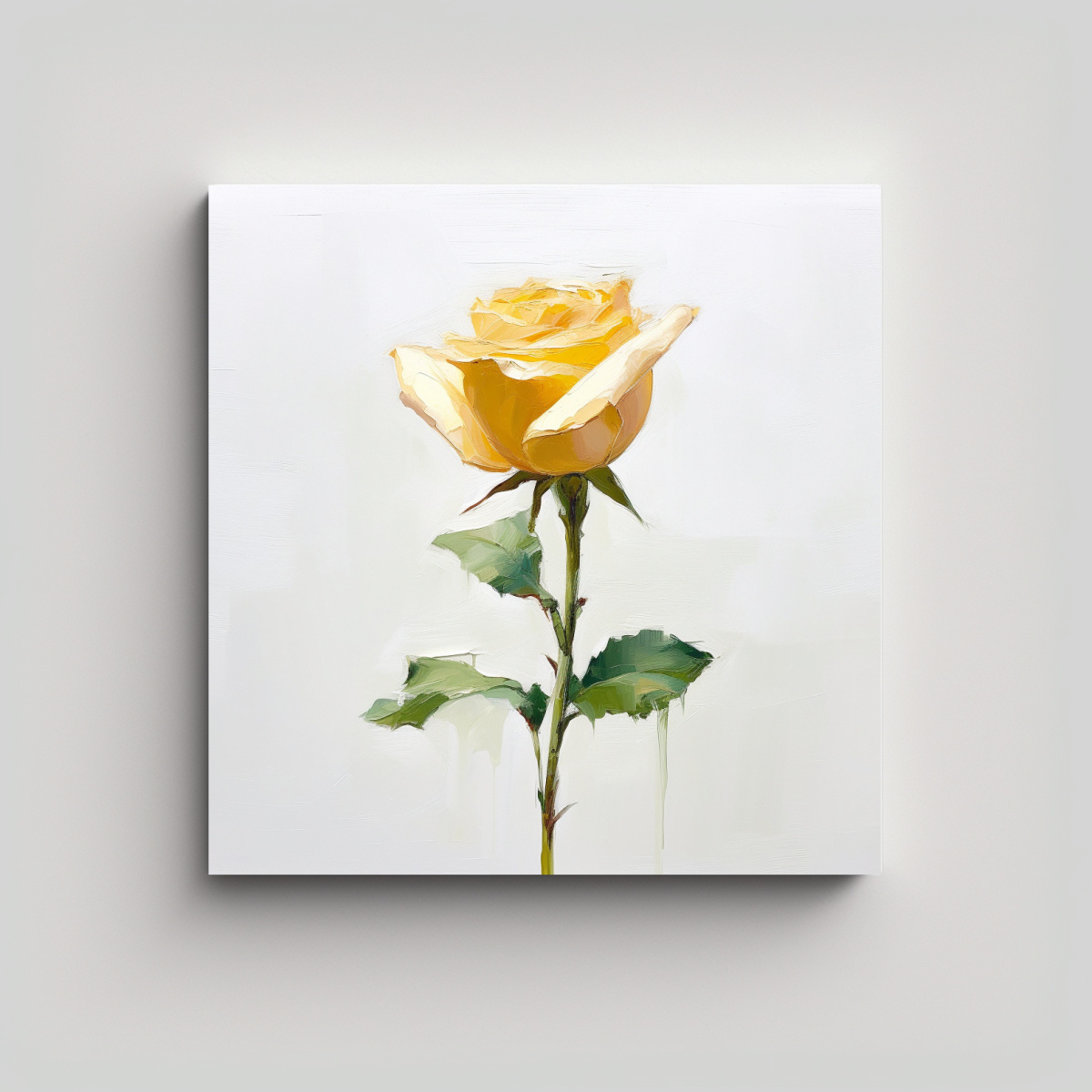 Pintura De Rosa Amarilla Única En Lienzo Para Comedor Elegante - Decocuadros