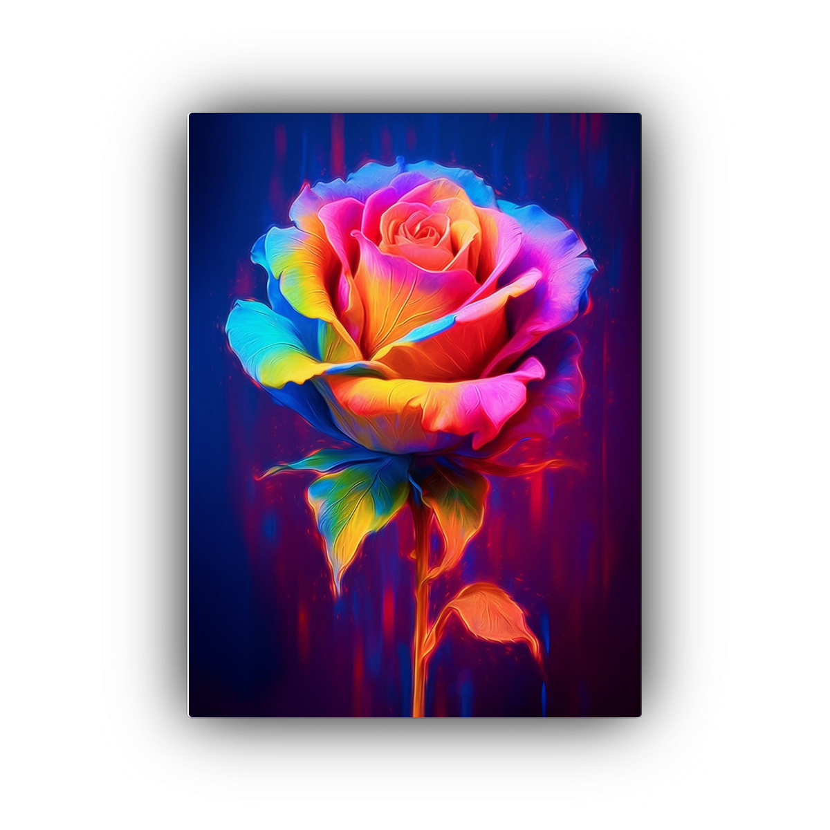 Cuadro De Rosa En Colores Neón Vibrantes Con Diseño Equilibrado ...