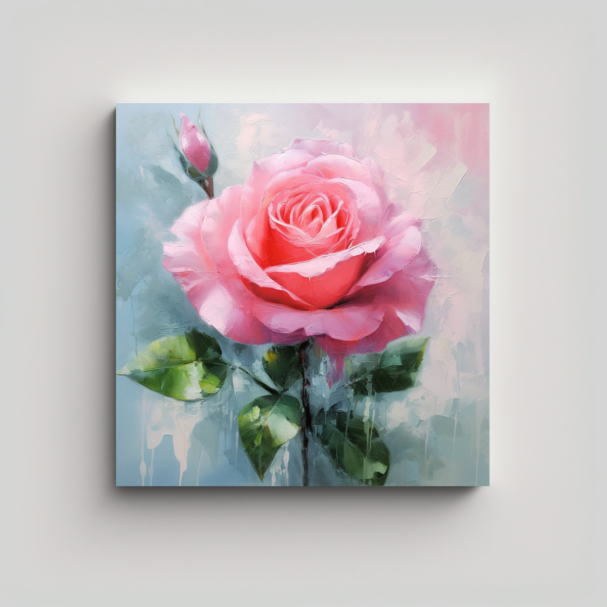 Cuadro Decorativo De Rosa Rosa Fantástica Con Técnica De Pincel Al ...