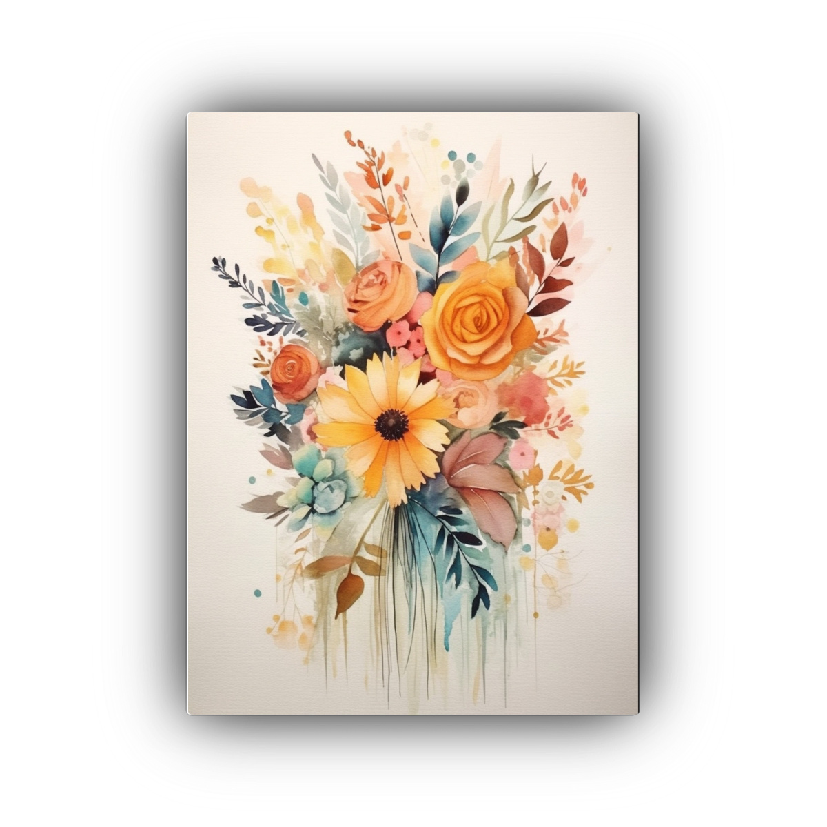 Cuadro Decorativo Boho Estilo Acuarela Floral - Decocuadros