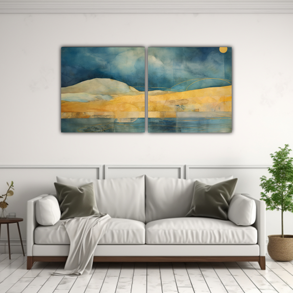 Cuadro Decorativo Con Vibrantes Colores Turquesa Y Dorado - DecoCuadros