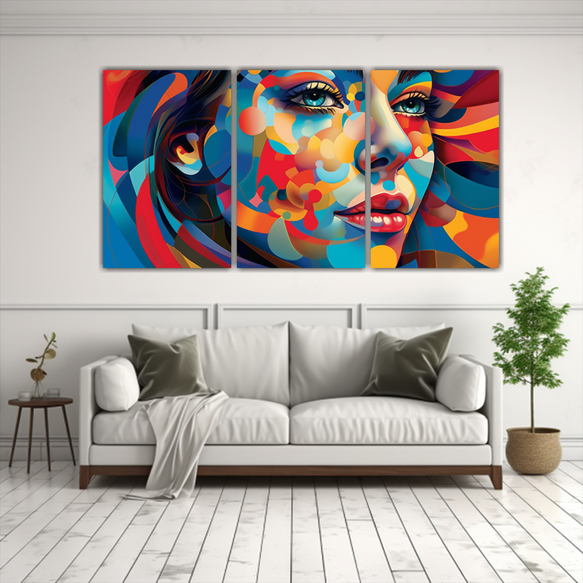 Cuadro Decorativo De Equilibrio Visual En Estilo Rostro Mujer Con ...