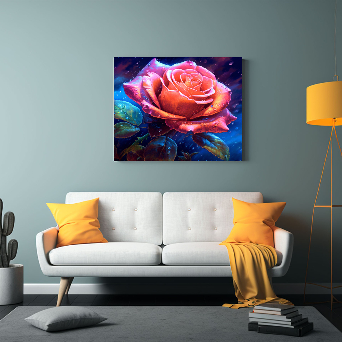 Cuadros Decorativos De Lienzo Abstracto Simétrico Con Rosas Entre Las Estrellas Al Estilo ...