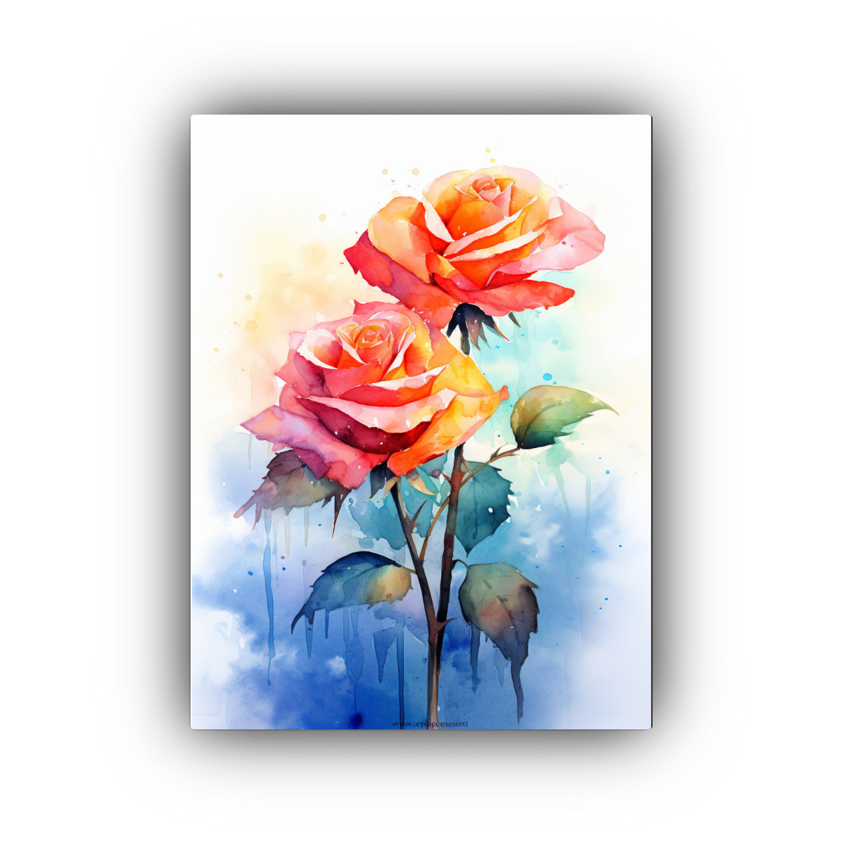 Cuadro Decorativo De Rosas Acuarela 4k Rectangular - DecoCuadros