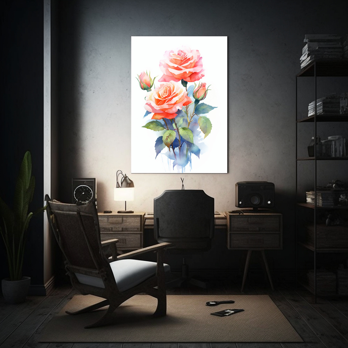 Cuadro Decorativo De Rosas En Acuarela De Alta Resolución 4K 8K - DecoCuadros