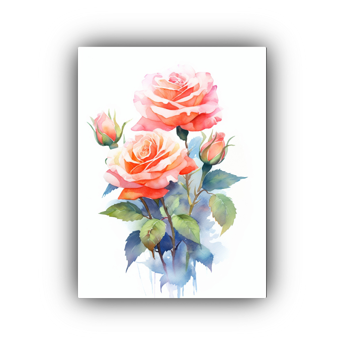 Cuadro Decorativo De Rosas En Acuarela De Alta Resolución 4K 8K - DecoCuadros