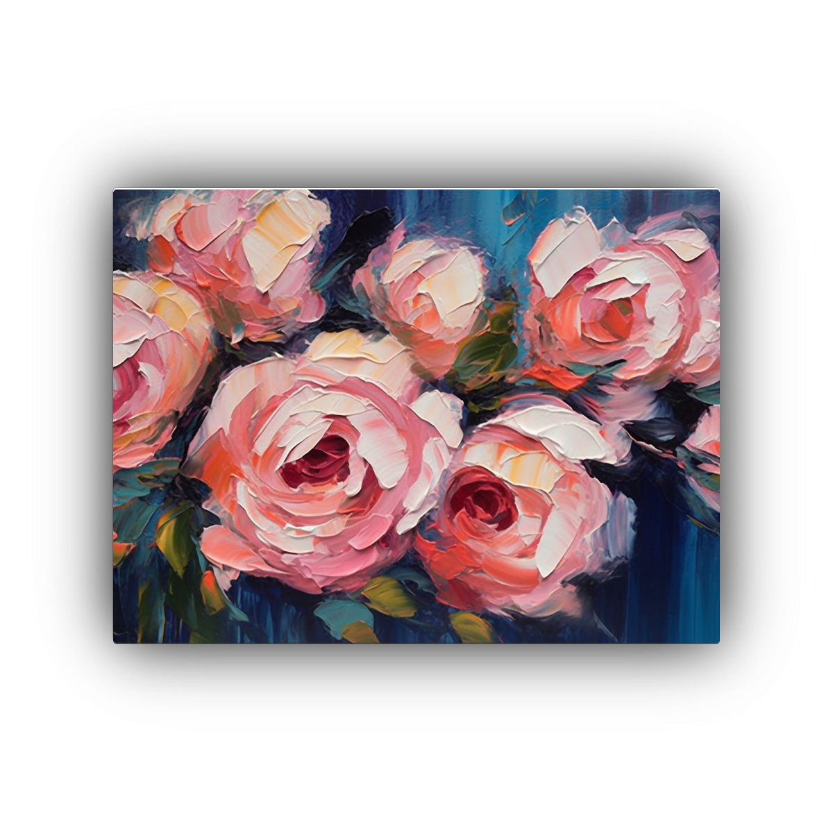 Cuadro De Rosas Rosadas Pintadas En Acrílico - DecoCuadros