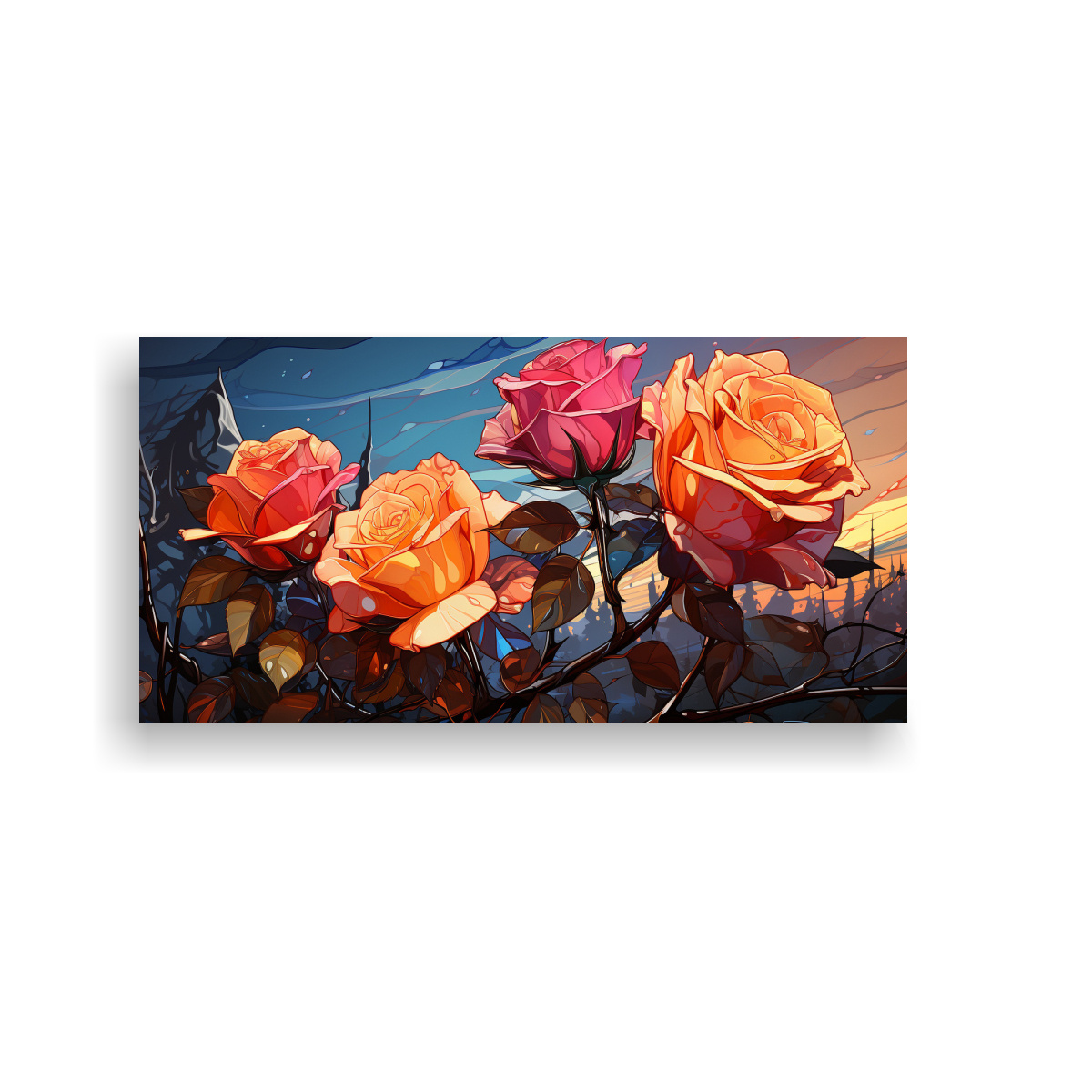 Cuadro Decorativo De Tela Sublimada Con Detalle De Capullo De Rosa Pop Art - Decocuadros