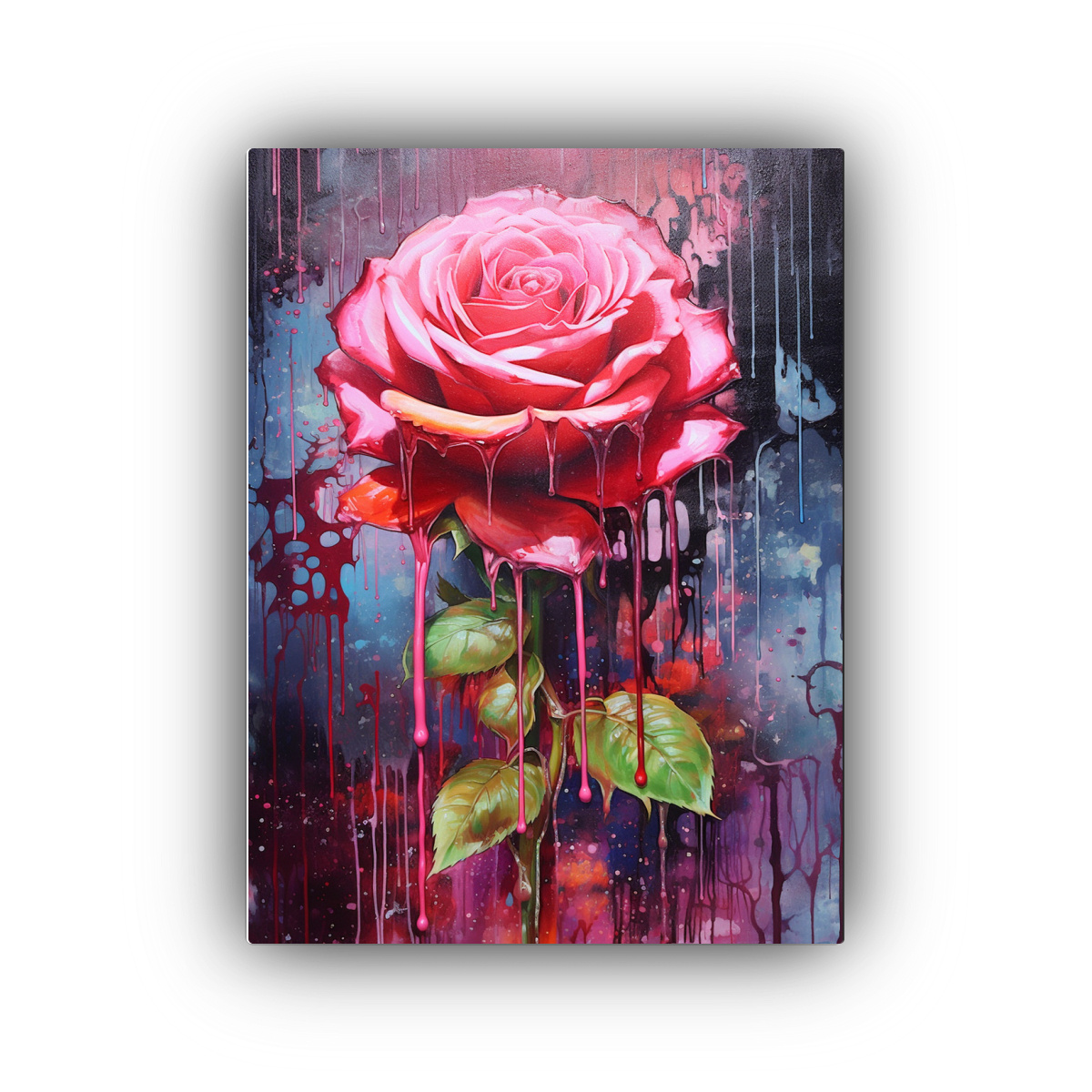 Cuadro Decorativo Digital, Rosa Goteando Graffiti Estilo KRUSH Alta Calidad - Decocuadros