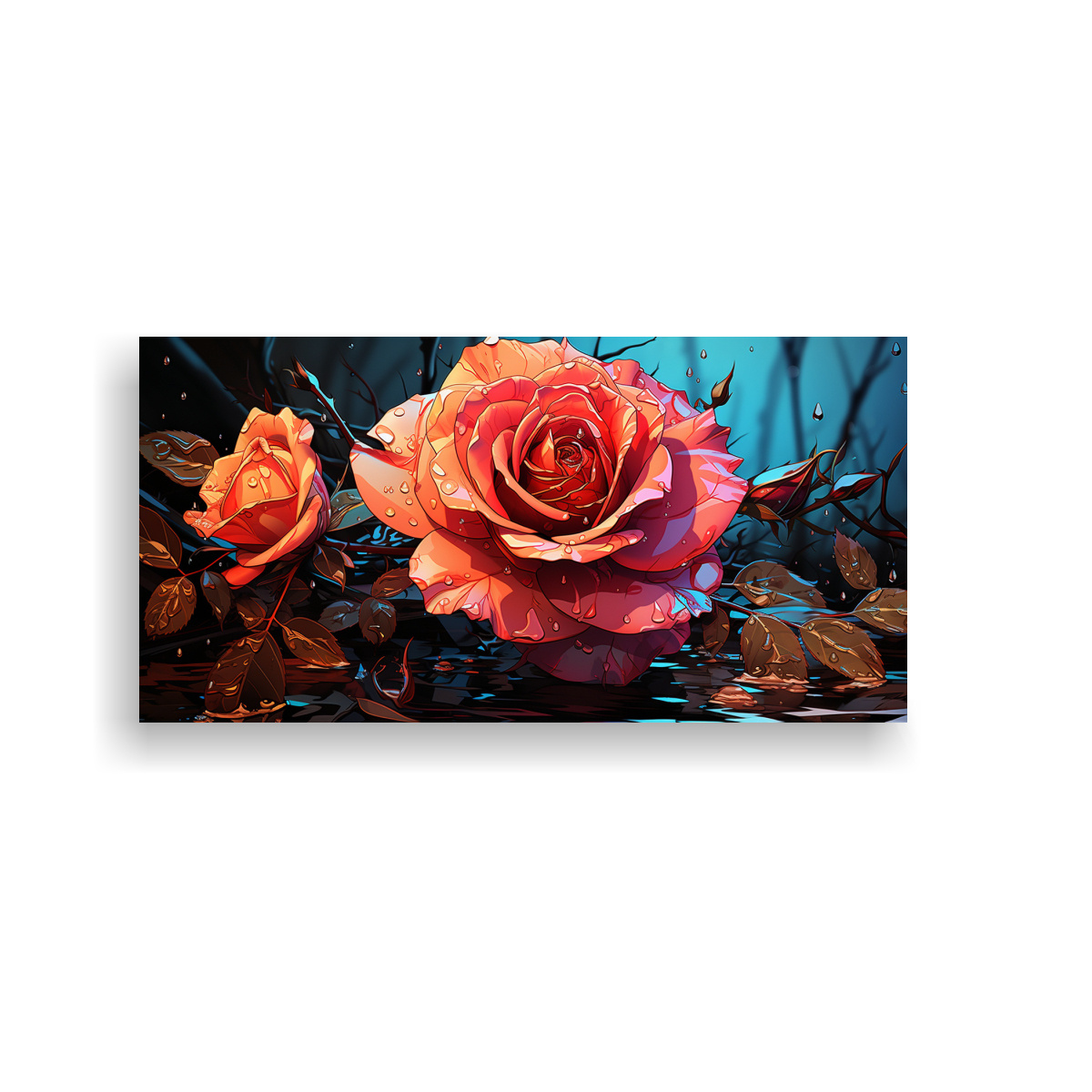 Cuadro Decorativo Rosa Con Gotas - DecoCuadros