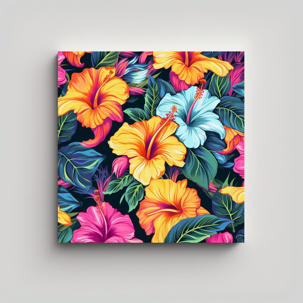 Cuadro Decorativo Relieve Multicolor De Flor De Hibisco - Decocuadros