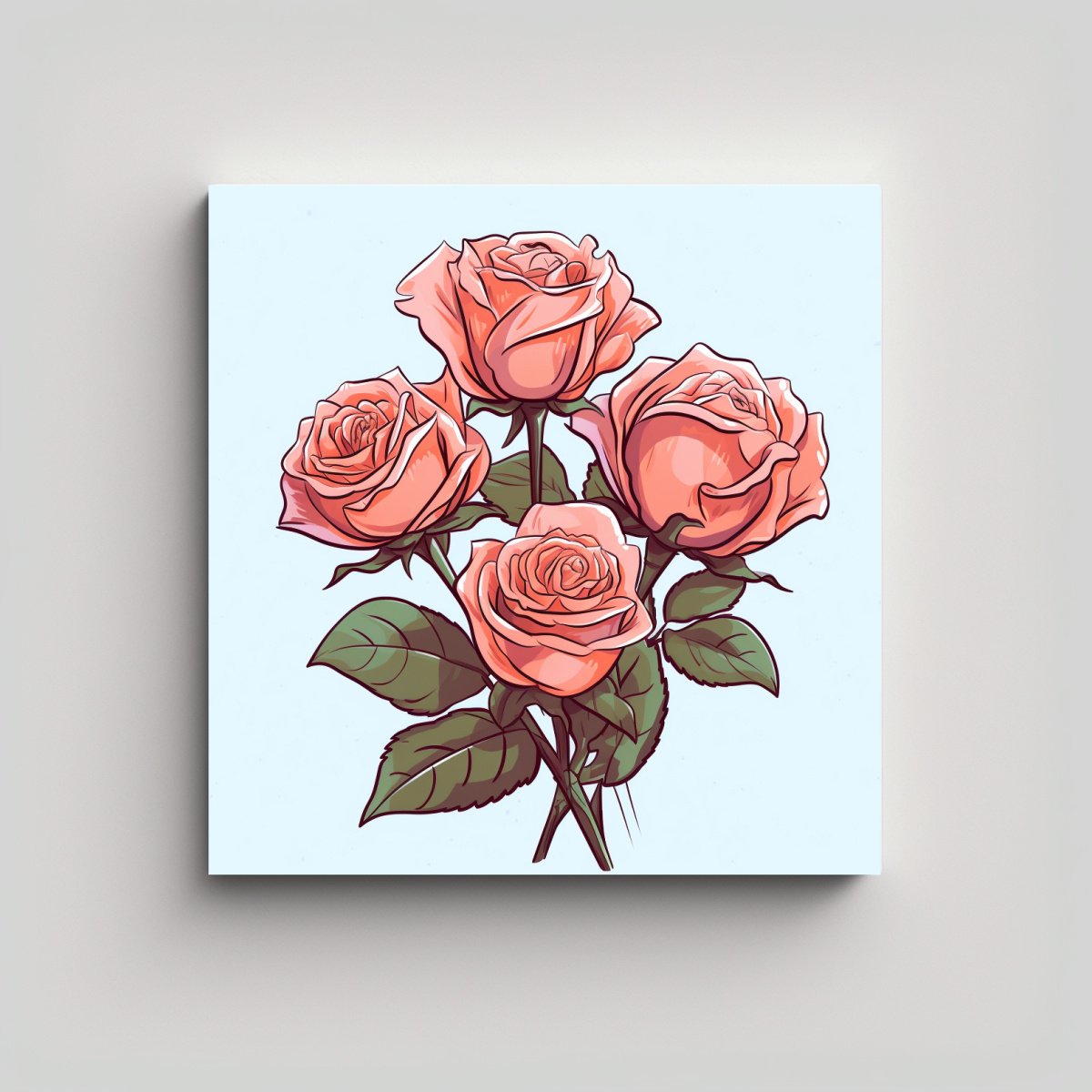 Cuadro Decorativo Rosa Rosa Dibujos Animados Arte Colores Relieve ...