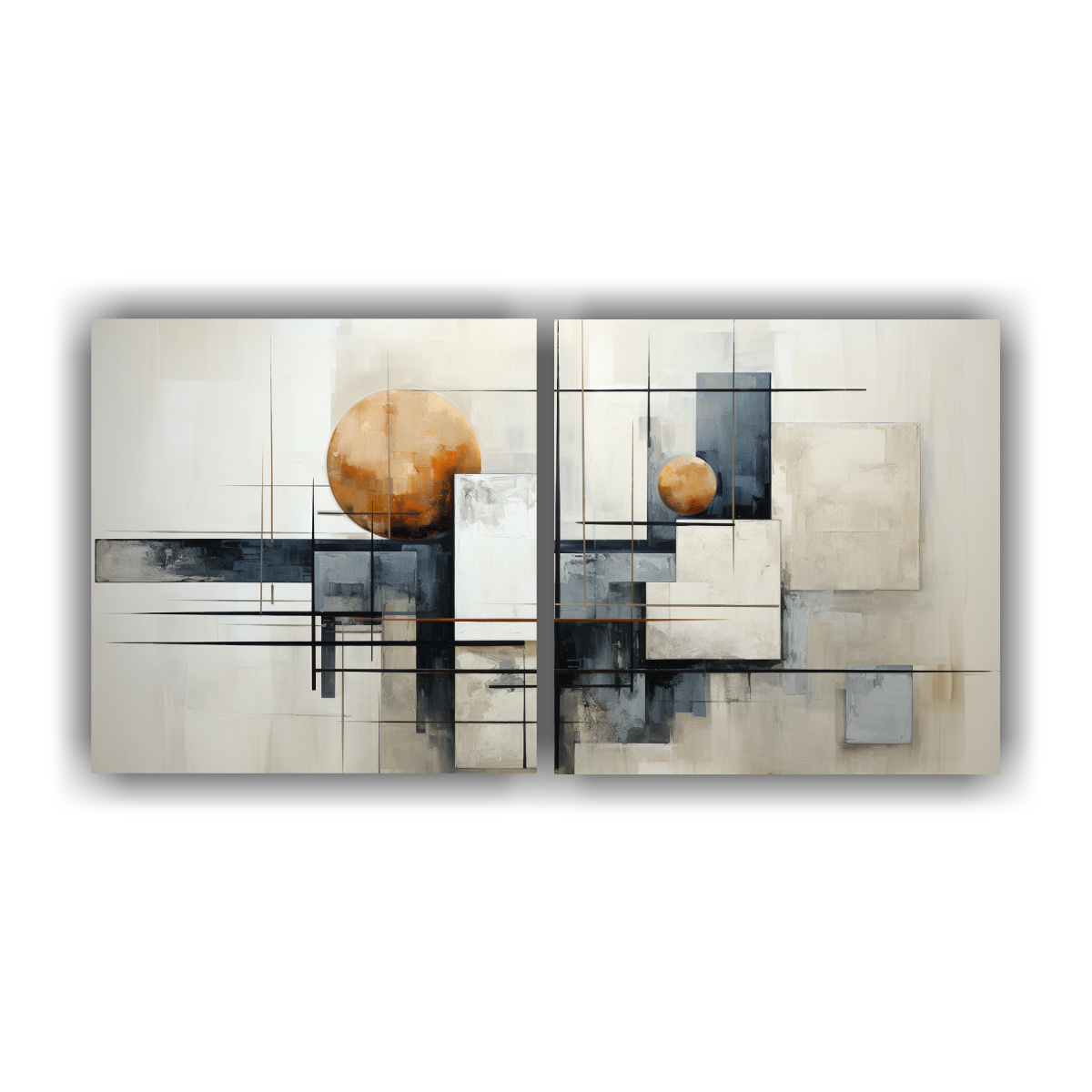 Cuadro Decorativo Urbano: Composiciones Conceptuales Geométricas En Colores Neutros - Decocuadros