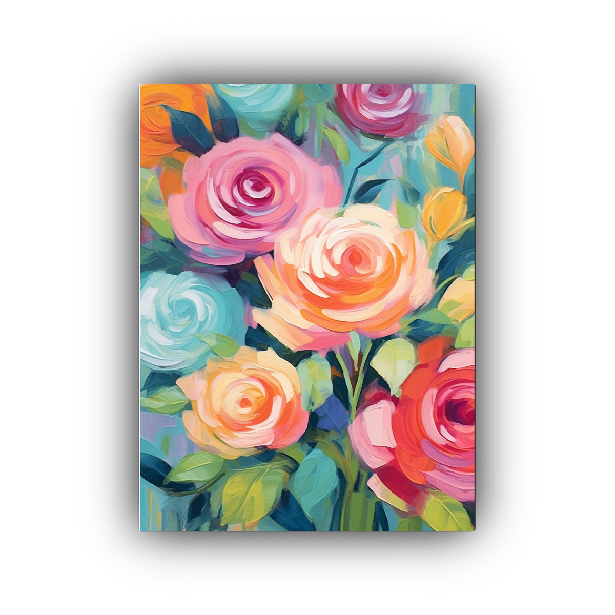 Cuadro Decorativo Acuarela: Ramo De Rosas Vibrante - DecoCuadros