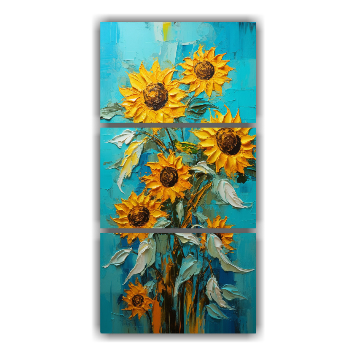 Pintura En Lienzo De Girasoles Turquesa En Arte Mural Vertical ... Pintura En Lienzo De Girasoles Turquesa En Arte Mural Vertical ...