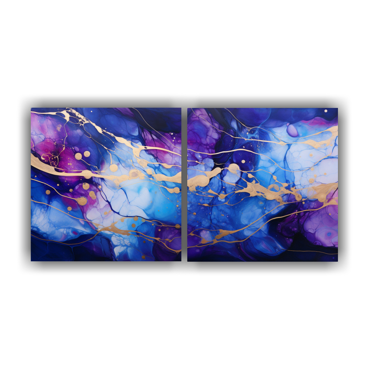 Pintura Moderna De Mármol Azul Y Púrpura Sobre Fondo Azul | DecoCuadros