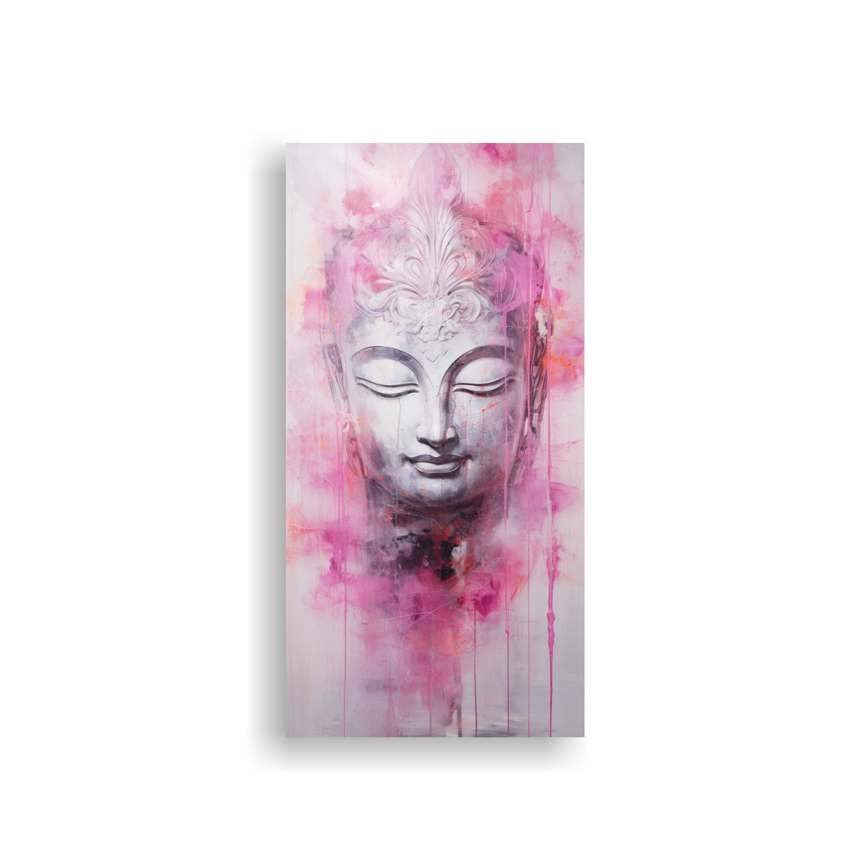 Cuadro Decorativo Abstracto Estilo Plateado Y Rosa Con Rostro De Buda ...