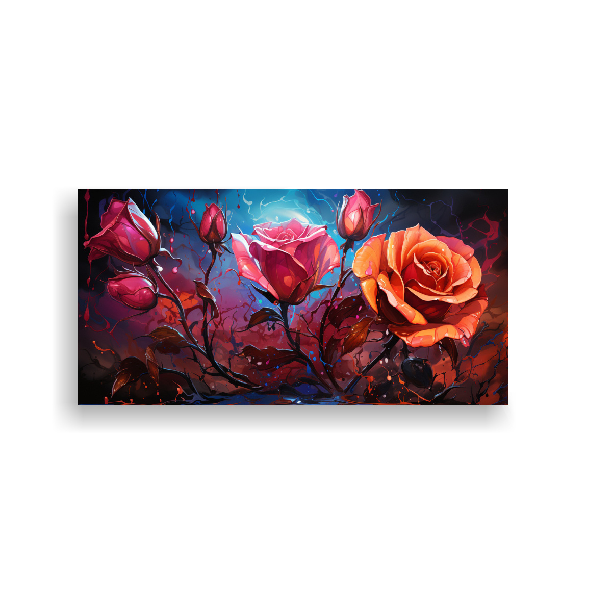 Cuadros Decorativos Arte Calidos Estilo Graffiti Con Fondo De Rosa - Decocuadros