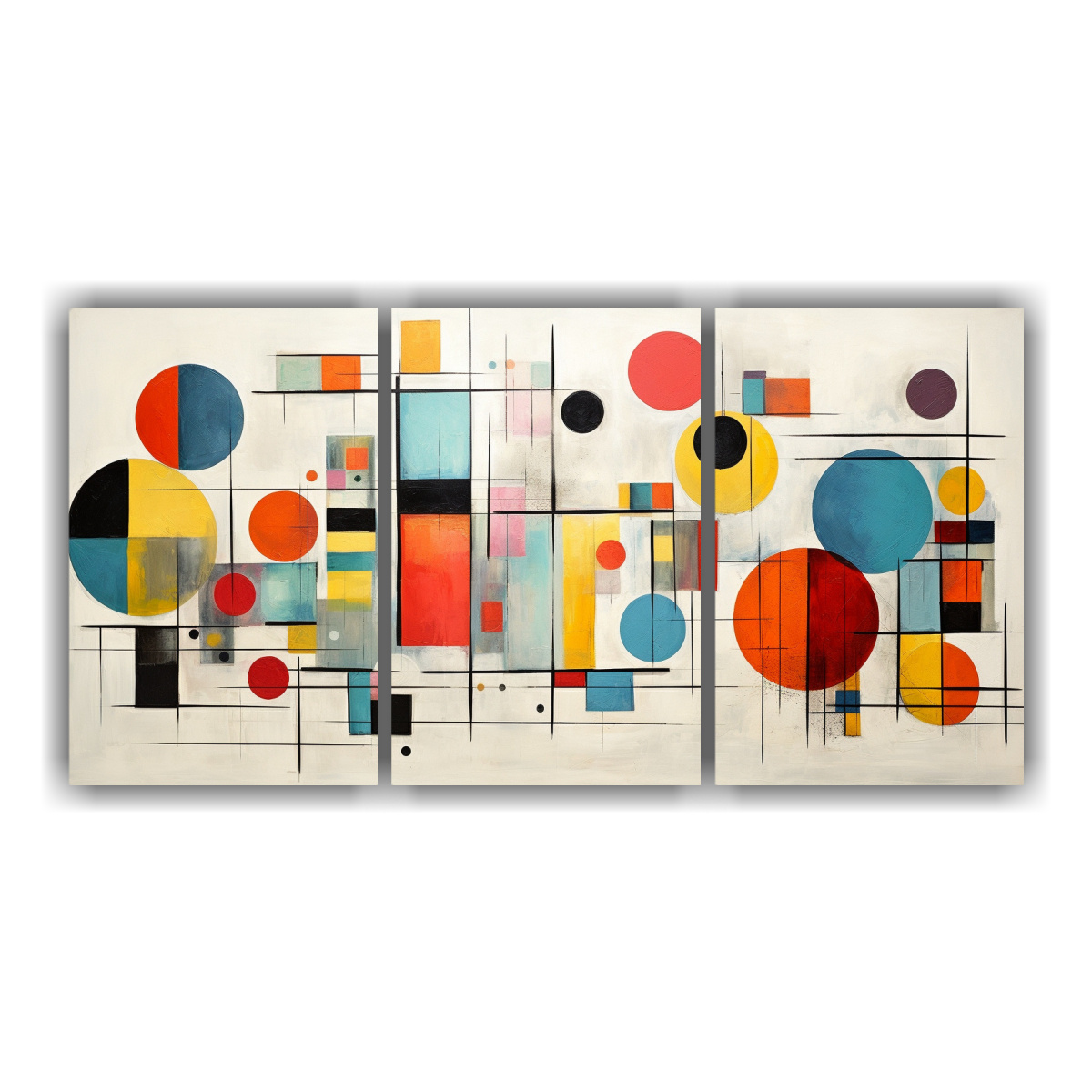 Pinturas Decorativas Abstractas Con Equilibrio De Colores Y Formas Geométricas En Bastidor ...