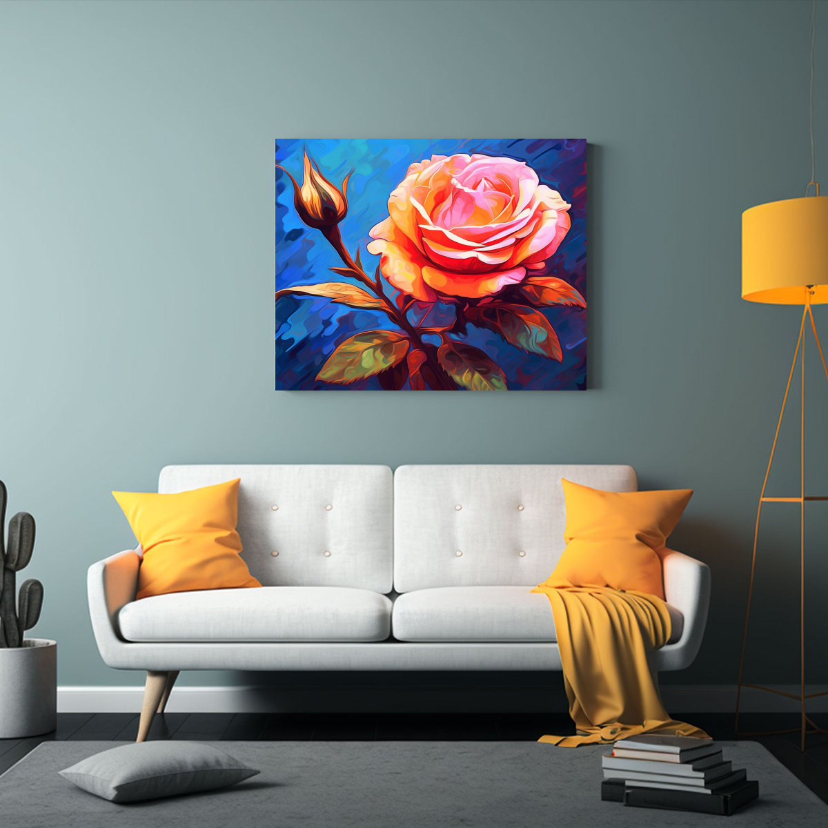 Cuadros Decorativos De Arte Conceptual En Gama De Colores Pop Art Con Flores De Rosa - Decocuadros