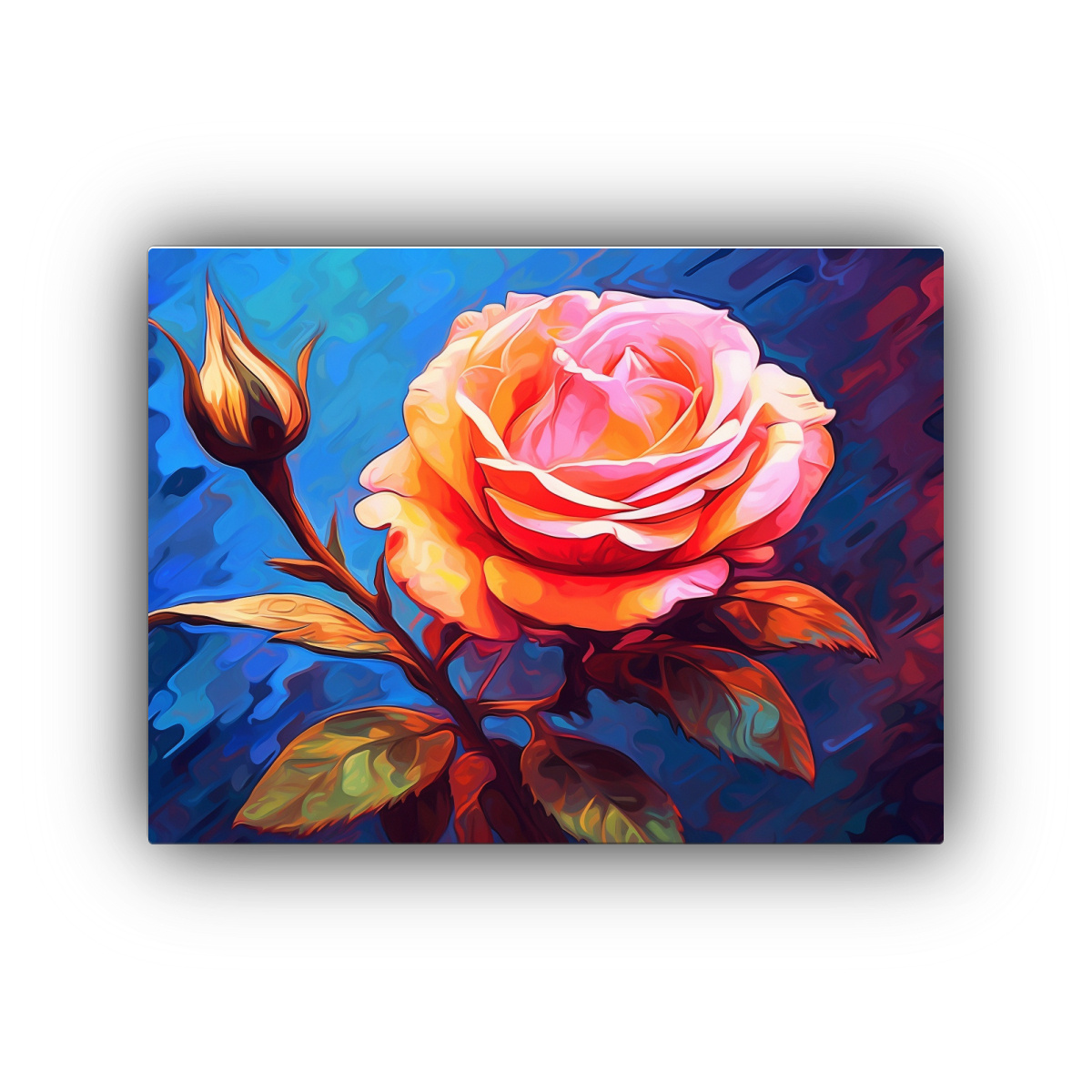 Cuadros Decorativos De Arte Conceptual En Gama De Colores Pop Art Con Flores De Rosa - Decocuadros