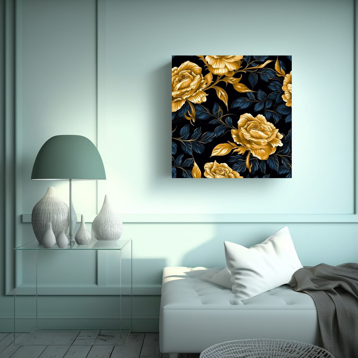 Poder Del Movimiento: Arte De Pared Con Patrón Textil De Ciervo Dorado ...