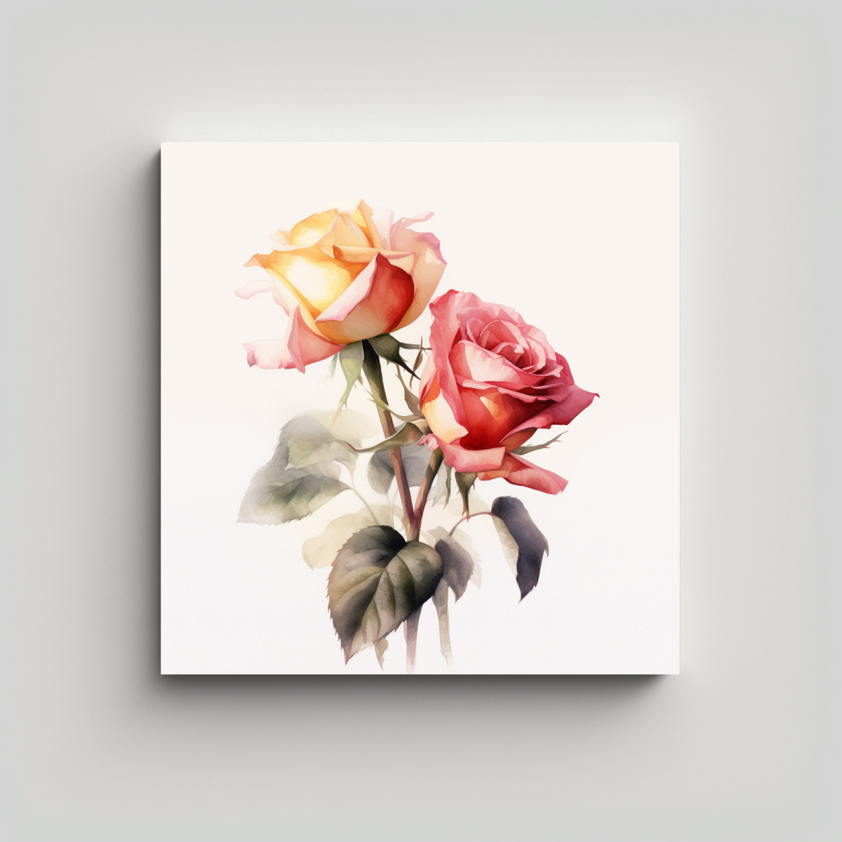Cuadro Decorativo Rosa Acuarela Surrealista - Decocuadros