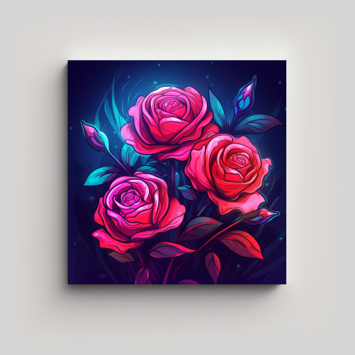 Cuadro Decorativo De Rosa Brillante En Lienzo De Tela - Decocuadros