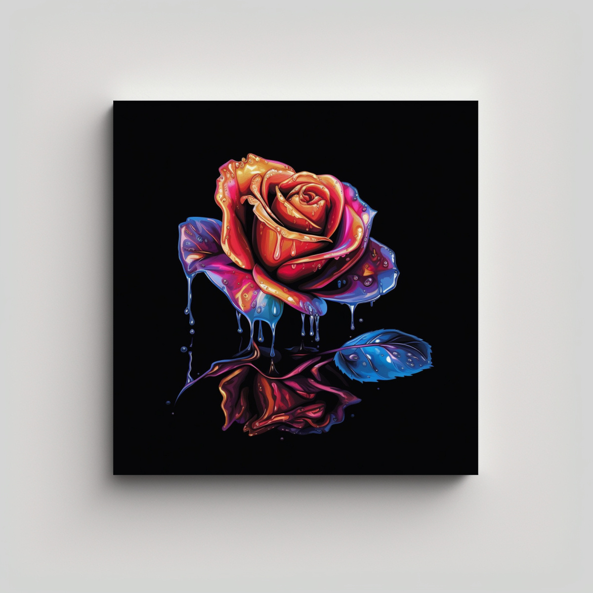 Cuadro Rosa De Dibujos Animados En Lienzo Con Tonos Holográficos ...